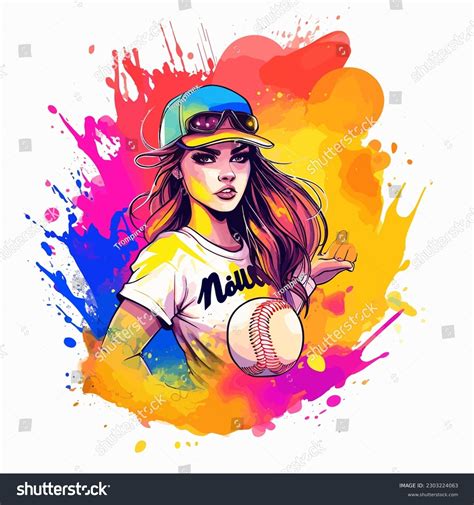 Girl Playing Softball Vector Illustration Isolated Stock Vector