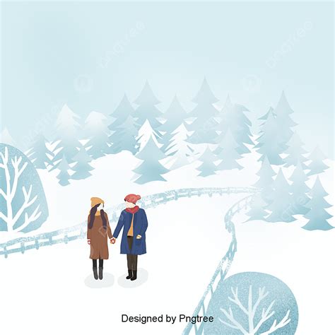 로맨스 겨울 일러스트 커플 데이트 그림 배경 간략하다 커플 데이트 Png 일러스트 및 Psd 이미지 무료 다운로드 Pngtree
