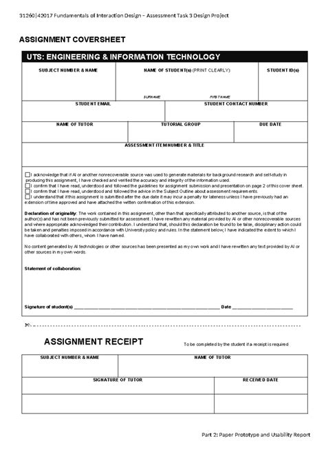 Paper Prototype And Usability Report Assignment Coversheet Uts Engineering And Information