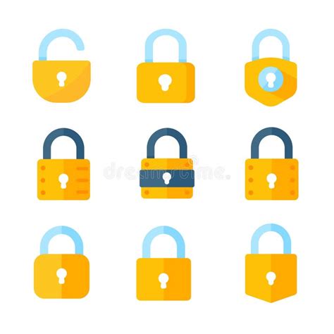 Yellow Padlock For Locking The Information On The Computer Data
