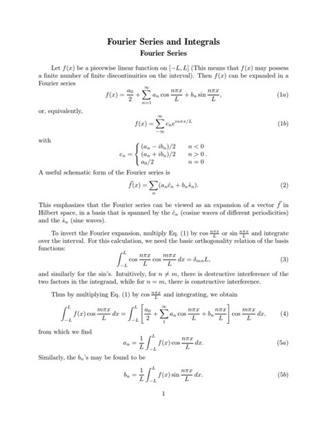 Fourier Series And Integrals