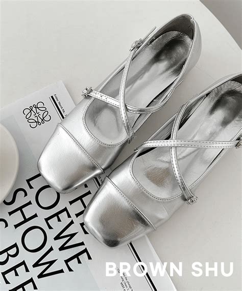 당일배송 달트 발레코어 실버 메리제인 플랫슈즈 에이블리