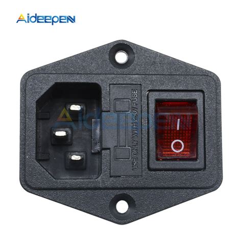 Ac 250v 10a Black Red 3 Pin Terminal Power Socket Switch With Fuse Holder Shopee Philippines