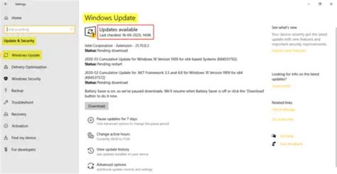 Windows Update And Security Settings In Windows