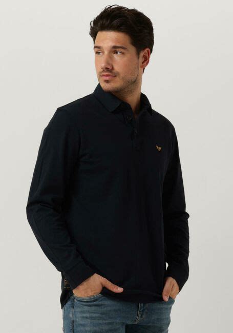 Blaue Pme Legend Polo Shirt Long Sleeve Polo Pique Garment Dye Omoda