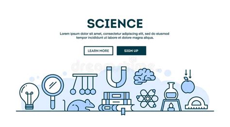 Science Concept Header Flat Design Thin Line Style Stock Illustration Illustration Of