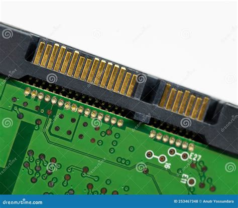Internal Harddisk Drive In Size Isolated On White Closed Up On The Sata Connection Stock