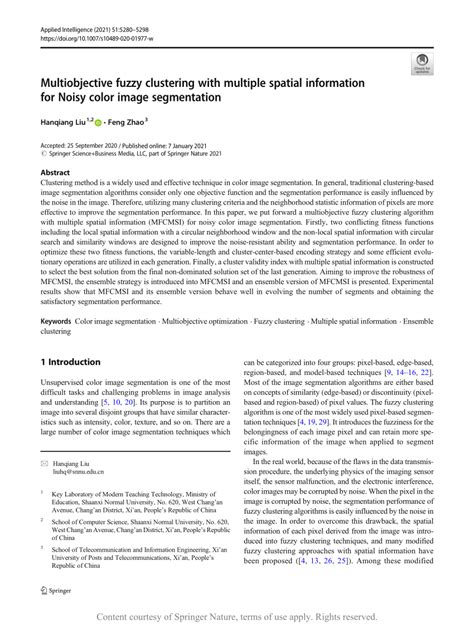 Multiobjective Fuzzy Clustering With Multiple Spatial Information For Noisy Color Image