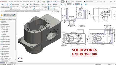 Solidworks Tutorial 3d Modelling Exercise 200 Solidworks Tutorial Solidworks Cad Design