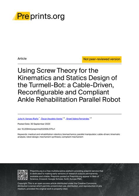 Pdf Using Screw Theory For The Kinematics And Statics Design Of The