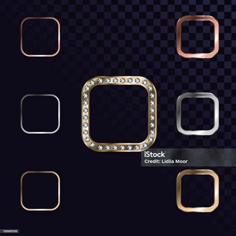 사각형 Ui 프레임 0명에 대한 스톡 벡터 아트 및 기타 이미지 0명 그래픽 사용자 인터페이스 금 금속 Istock