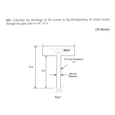 Solved Q5 Calculate The Discharge Of The System In Chegg Com