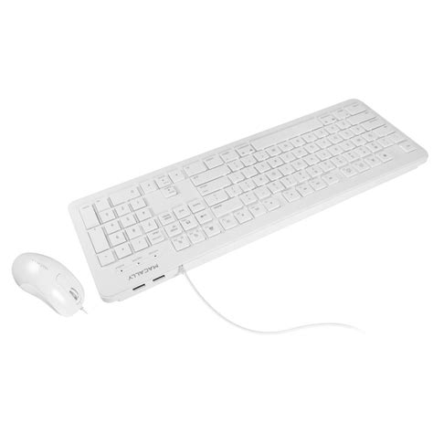 Macally Usb Wired Keyboard And Mouse Combo With 2 Port Usb Hub And Apple