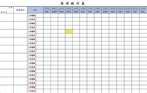 每月每日库存统计表excel模板 包站长