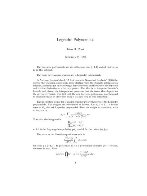 Legendrepolynomials Pdf