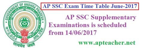 AP SSC 10th Class Supplementary Exam Schedule June 2017