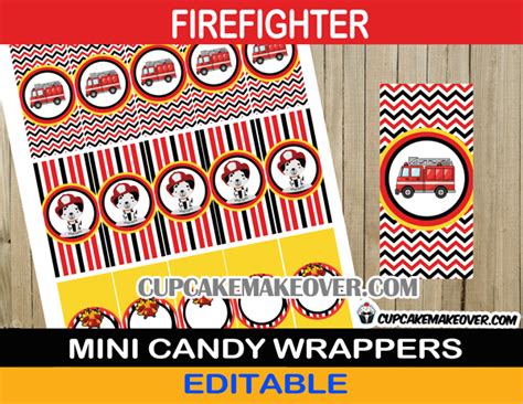 Firefighter Birthday Party Package Instant Download Cupcakemakeover
