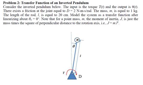 Solved Problem 2 Transfer Function Of An Inverted Pendulum