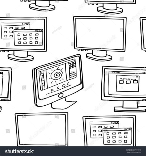 Sketch Monitors Seamless Vector Texture Monitor Stock Vector Royalty Free 397997518 Shutterstock