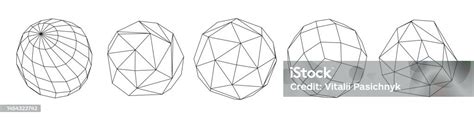 와이어프레임 메쉬의 구 세트입니다 Hud 디자인에 사용할 구체 모음입니다 네트워크 회선 개념입니다 창조적 인 추상 기하학적 모양