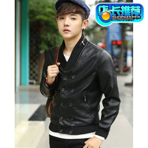 正品韩版潮流 日韩上衣风格时尚衣服个性高端男士 百搭 休闲 皮衣 彬群忠锐
