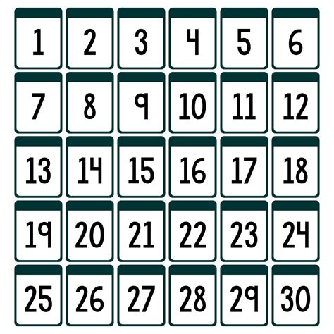 Printable Calendar Numbers Free Printable Numbers 1 31 Pdf At Alvera