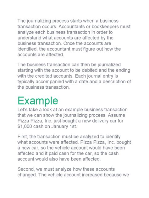 The Journalizing Process Starts When A Business Transaction Occurs Pdf Debits And Credits