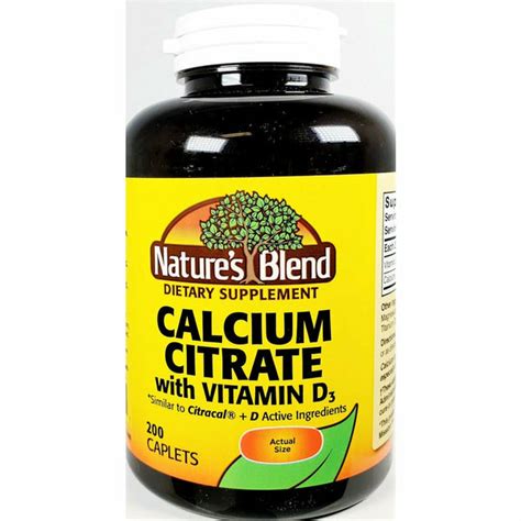 Calcium Citrate 630 Mg With Vitamin D3 200 Caplets By Natures Blend