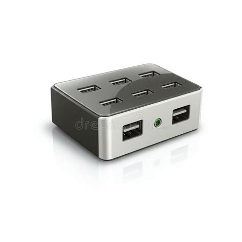 Compact Usb Hub With Seven Ports Featuring Five Usb Ports On The Top And Two On The Stock