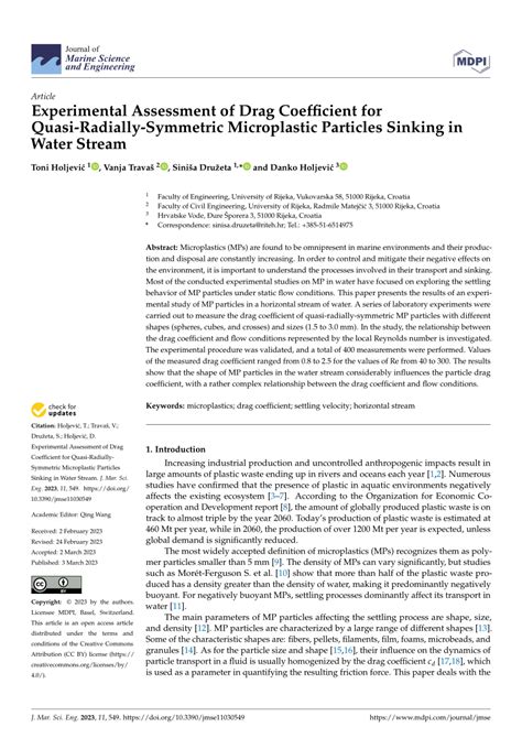 Pdf Experimental Assessment Of Drag Coefficient For Quasi Radially