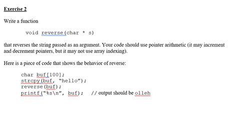 Solved Exercise 2 Write A Function Void Reverse Char S