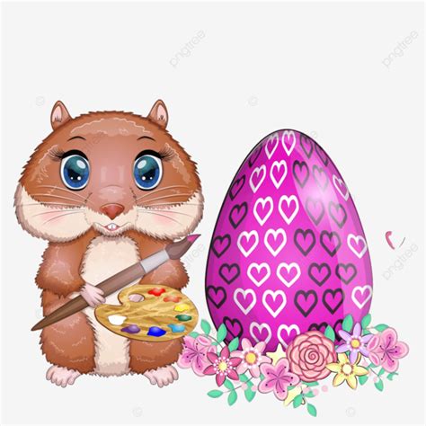 Cute Hamster With Easter Egg Ears Hamster Nature Png And Vector With