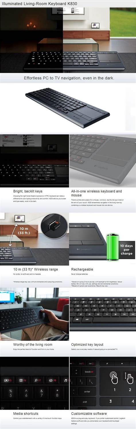 Logitech K Wireless Illuminated Living Room Keyboard