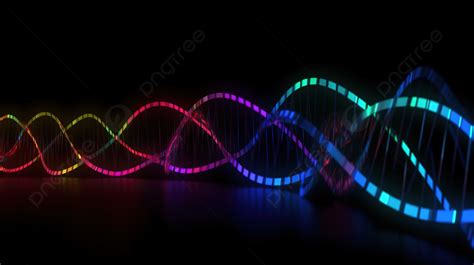 Colorful Rainbow Dna Strand Of Black Background D Illustration Of A