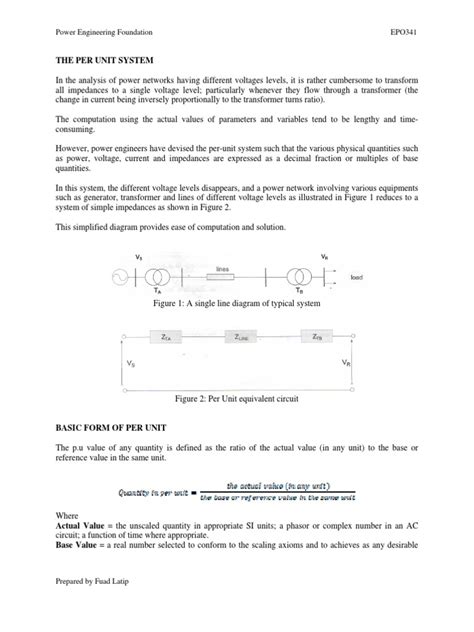 The Per Unit System Pdf Electrical Impedance Power Engineering