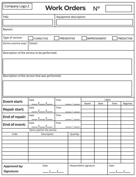 Free Editable Fleet Maintenance Work Order Template Excel Aircraft