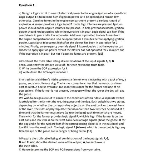 Solved Question A Design A Logic Circuit To Control Chegg Com