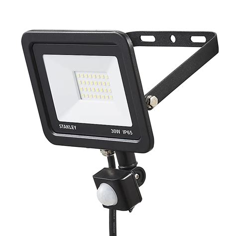 Stanley Sxls343614kbe Black Mains Powered Cool White Outdoor Led Pir