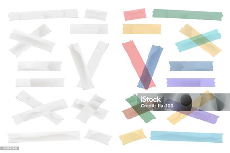 화려하 고 흰색 접착제 스티커 테이프 덕트 마스킹 종이 스트립 흰색 바탕에 텍스트에 대 한 조각 0명에 대한 스톡 벡터 아트 및
