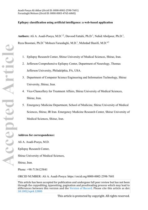 Pdf Epilepsy Classification Using Artificial Intelligence A Web Based Application