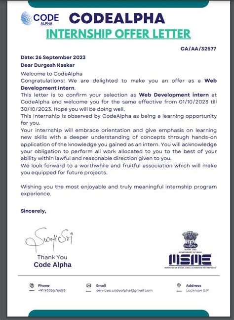 durgesh kaskar on linkedin web development intern codealpha