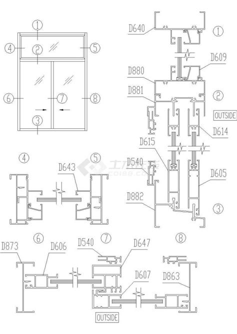 西安市某大学行政楼推拉窗结构设计cad施工图 土木在线