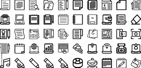 Set Of Note Icons Collection Isolated Silhouette Solid Icons Including