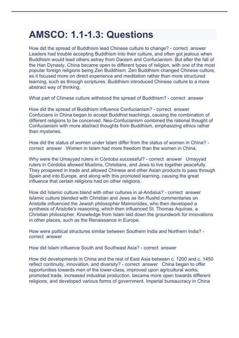 AMSCO Question And Answers Correct AMSCO Stuvia US