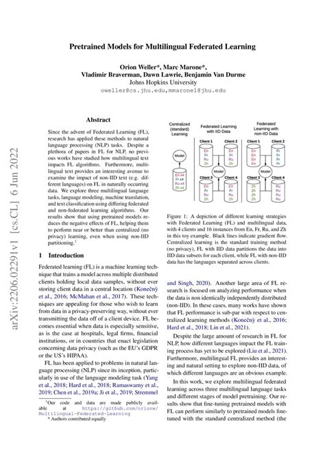 Pretrained Models For Multilingual Federated Learning Deepai
