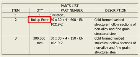 Qty Value In Bom Shows Error In Inventor Assembly