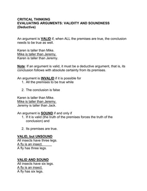 Validity And Soundness In Arguments Critical Thinking