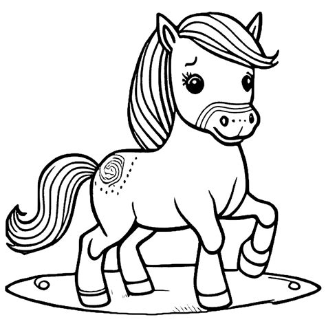 Kids White and Black Coloring Page with Horse · Creative Fabrica