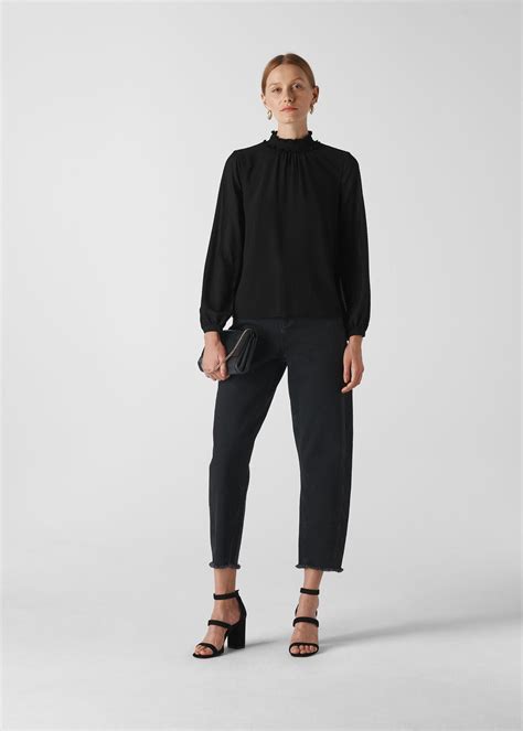 High Neck Dobby Spot Top