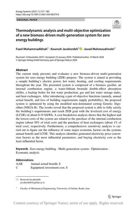Thermodynamic Analysis And Multi Objective Optimization Of A New Biomass Driven Multi Generation